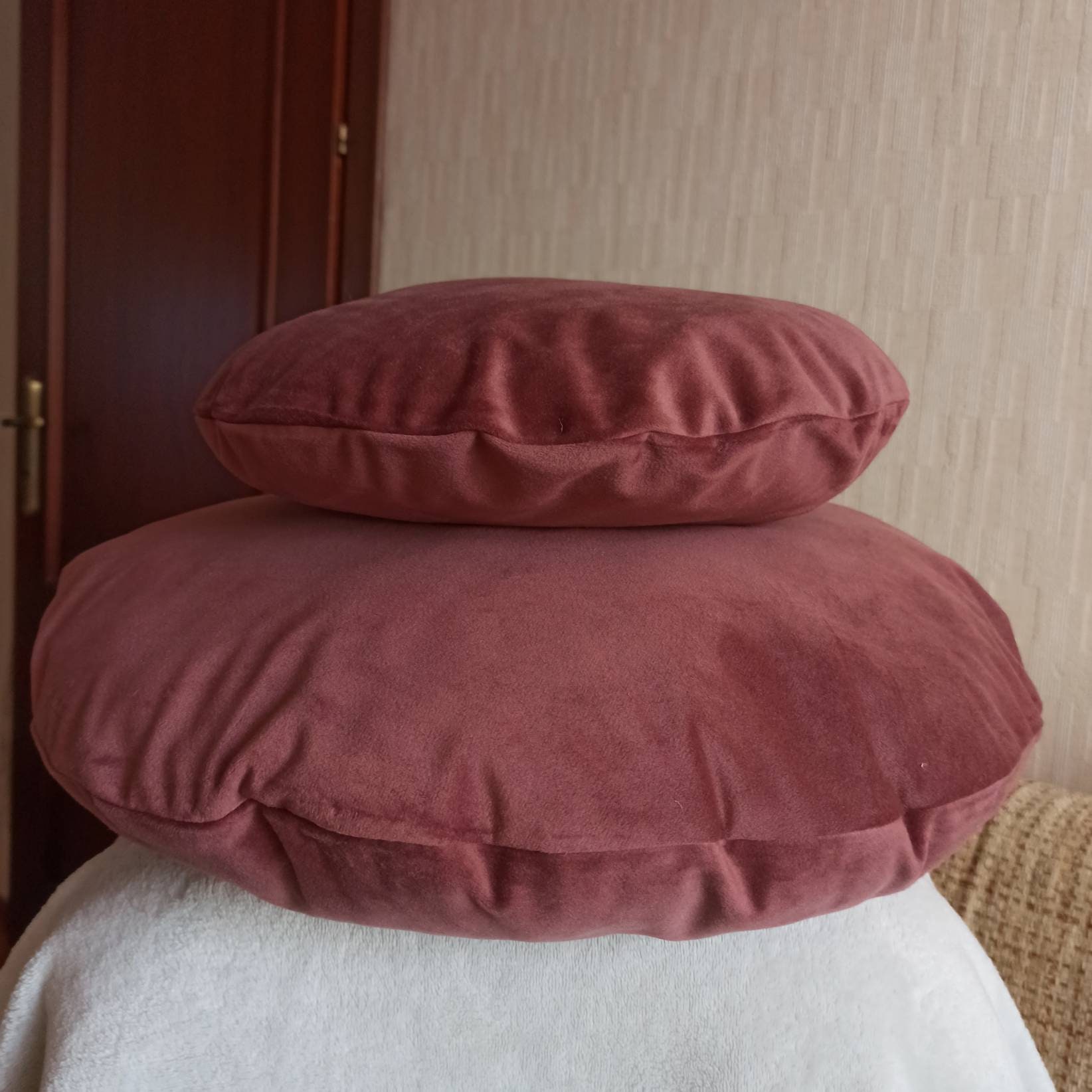 Blush Pink Round Pillow Case, Circle Pillow Cover, Dusty Pink Sofa ...