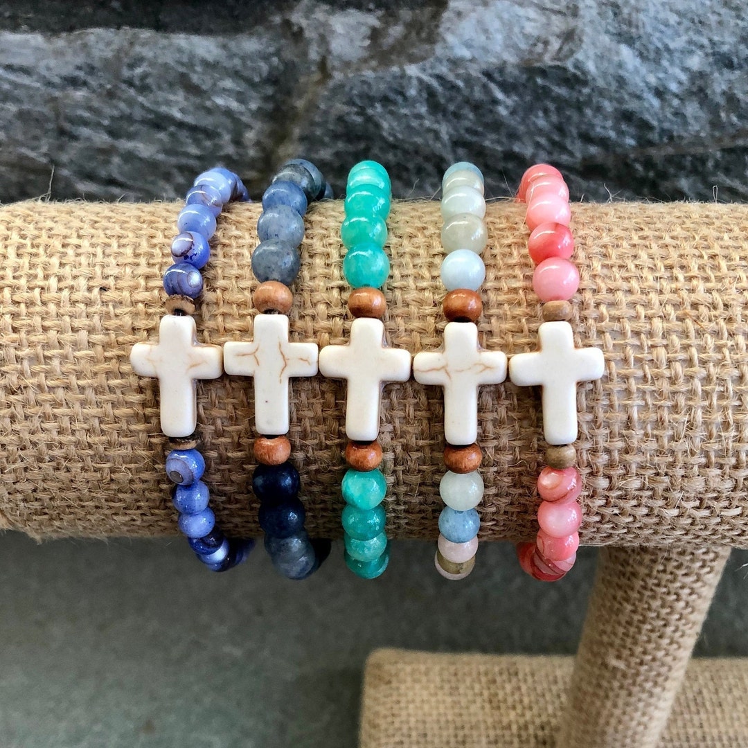6mm Beaded Cross Bracelets - Etsy