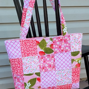 Digital Download: Quilted Patchwork Tote Bag Sewing Pattern and ...