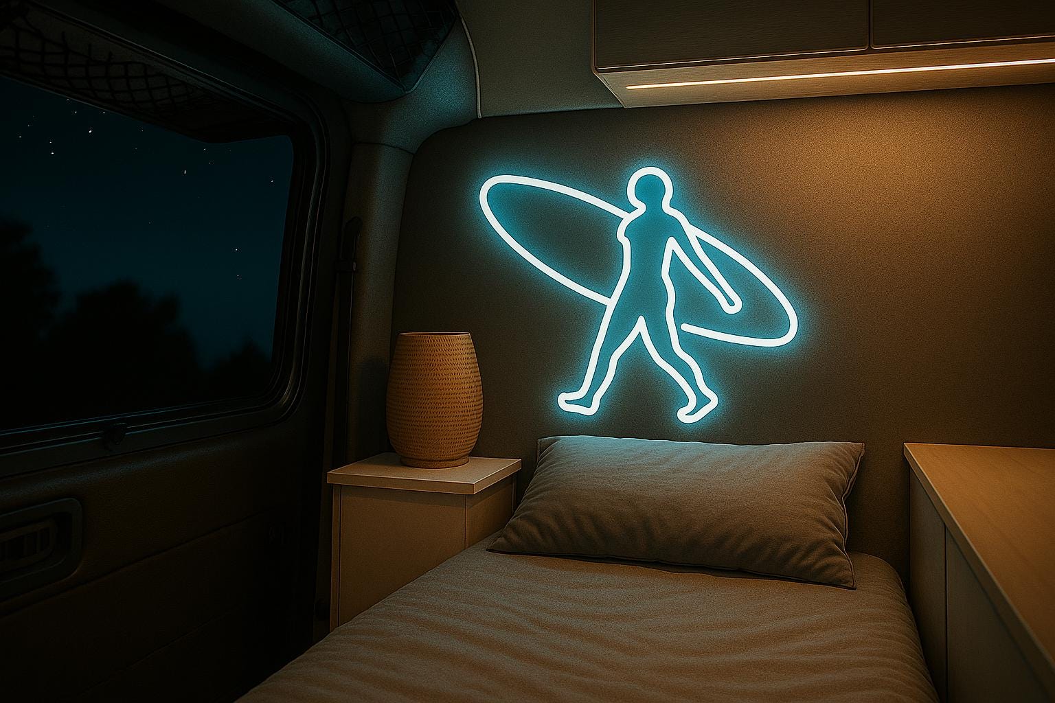 Surfboard Neon Sign: Surf Girl LED Light - Coastal Wall Art - Etsy