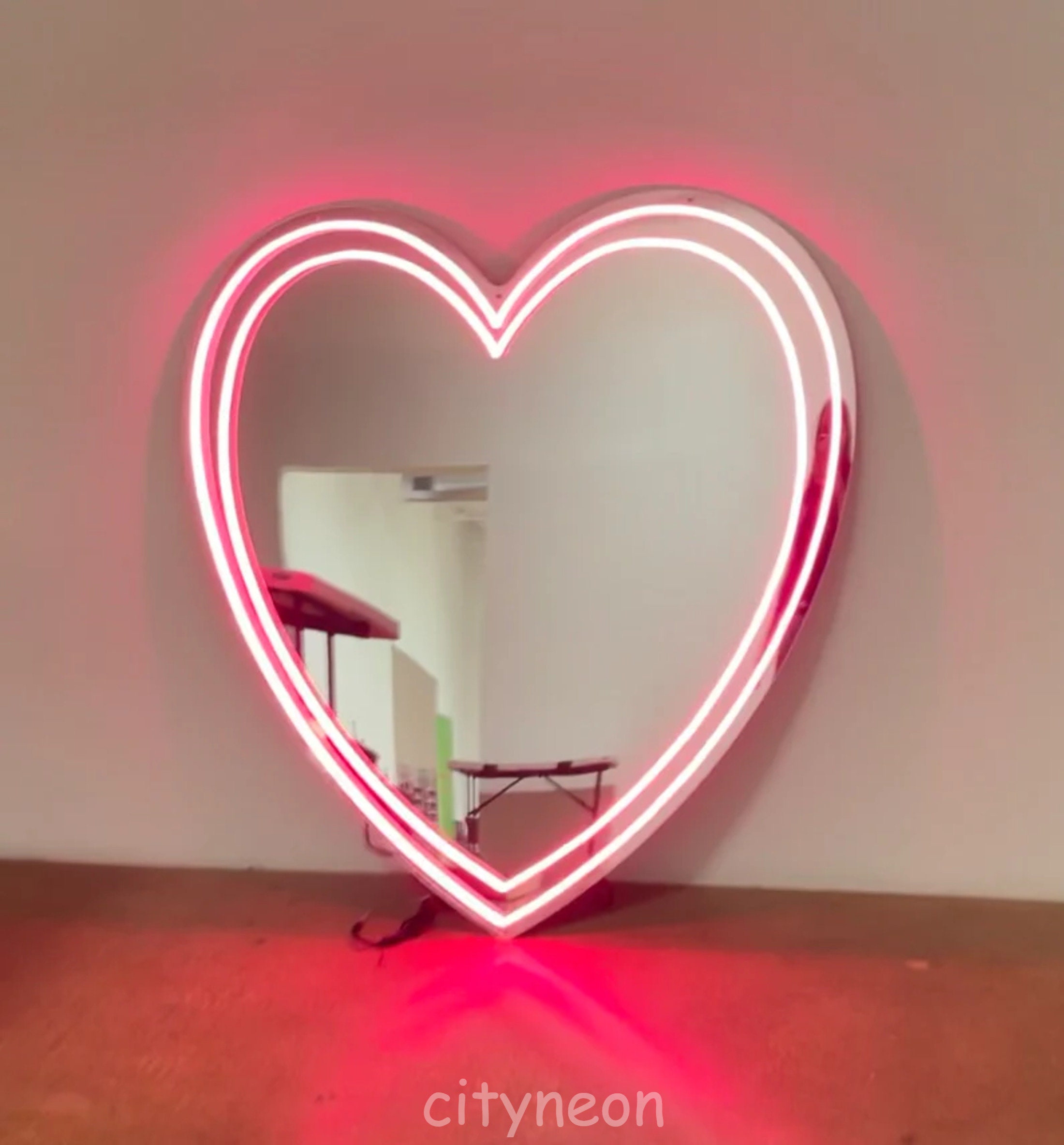 Heart Mirror Custom Neon Sign Led Mirror Selfie Mirror - Etsy UK