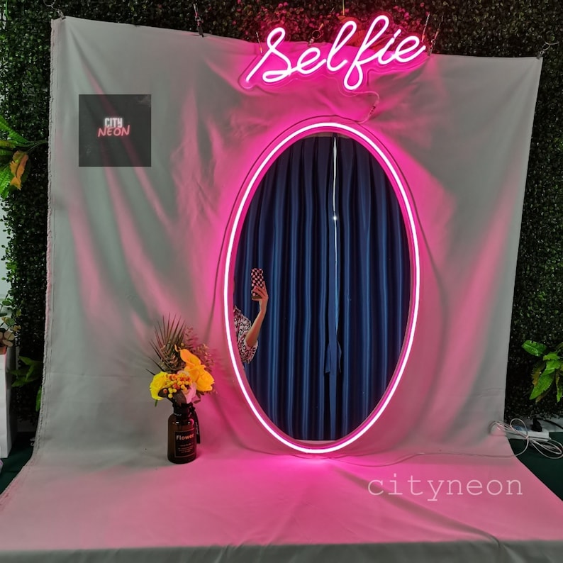 Selfie Mirror Custom Neon Sign Led Mirror Selfie Mirror Etsy