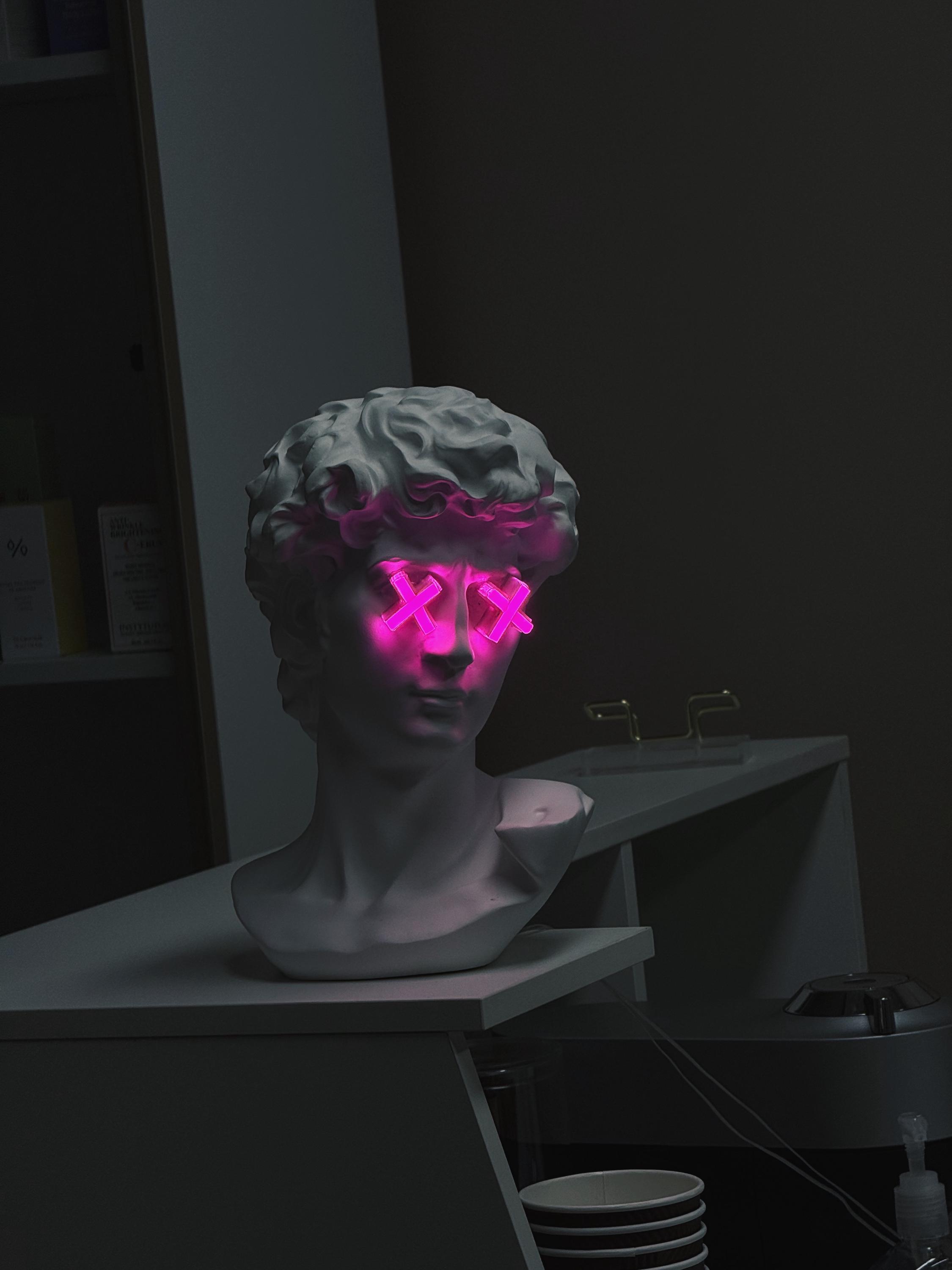 Michelangelo David Bust Lamp: Pink LED Neon Art Decor - Etsy