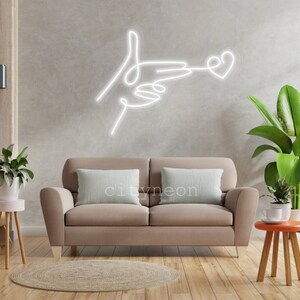 Heart's Hand Neon Sign Neon Finger Heart Love Neon - Etsy
