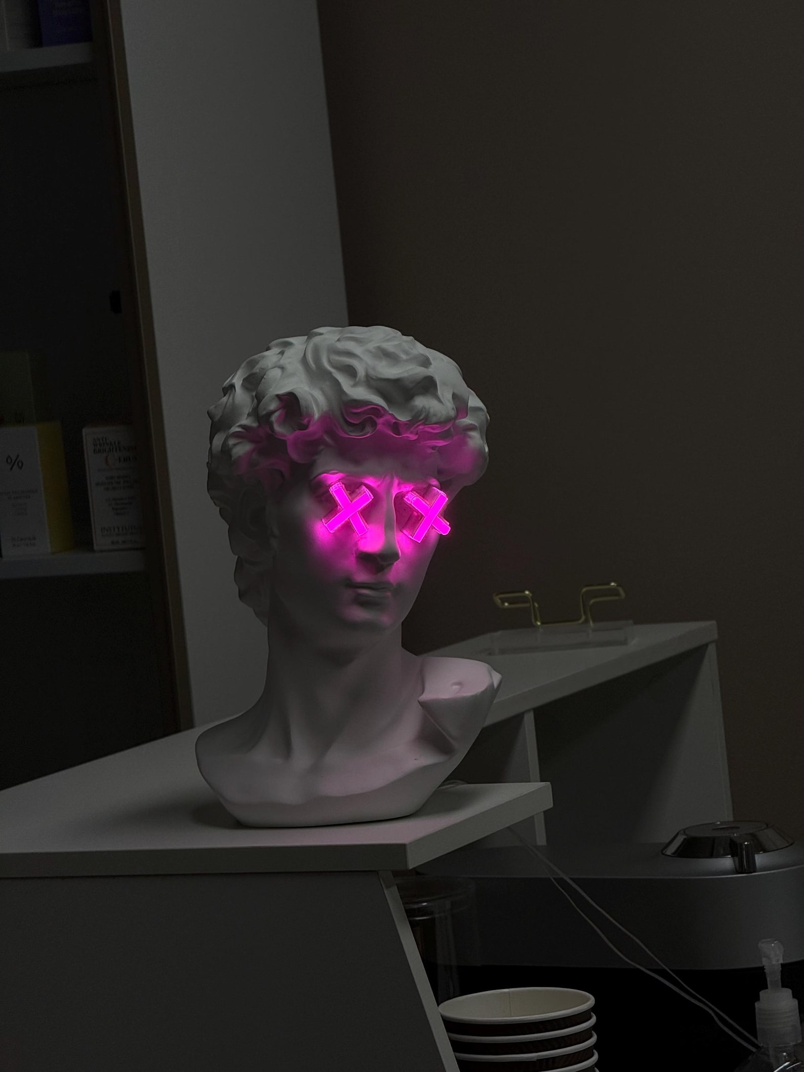 Michelangelo David Bust Lamp: Pink LED Neon Art Decor - Etsy