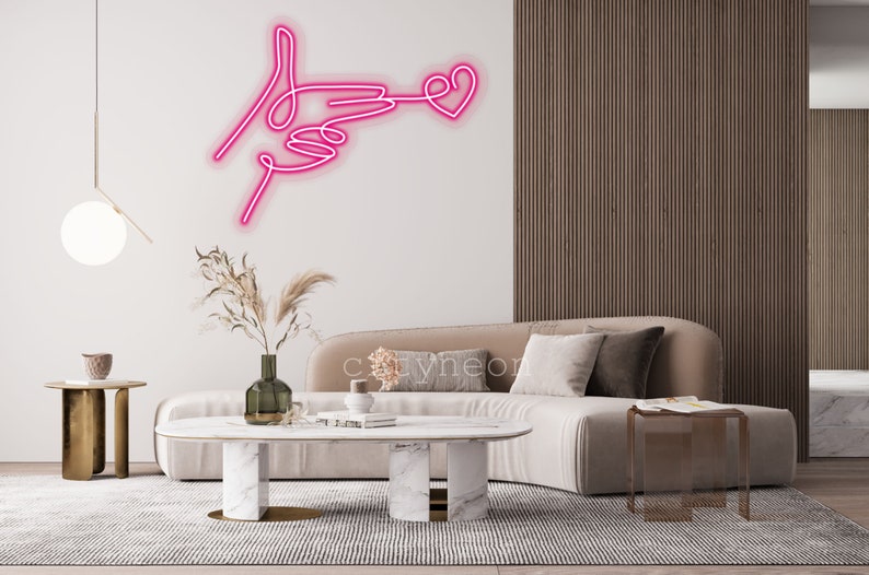 Heart's Hand Neon Sign Neon Finger Heart Love Neon - Etsy