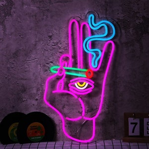 Smoking Hand With Joint | Cigarette Led Neon Sign | Neon Wall Decor - Etsy