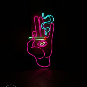Smoking Hand With Joint | Cigarette Led Neon Sign | Neon Wall Decor - Etsy