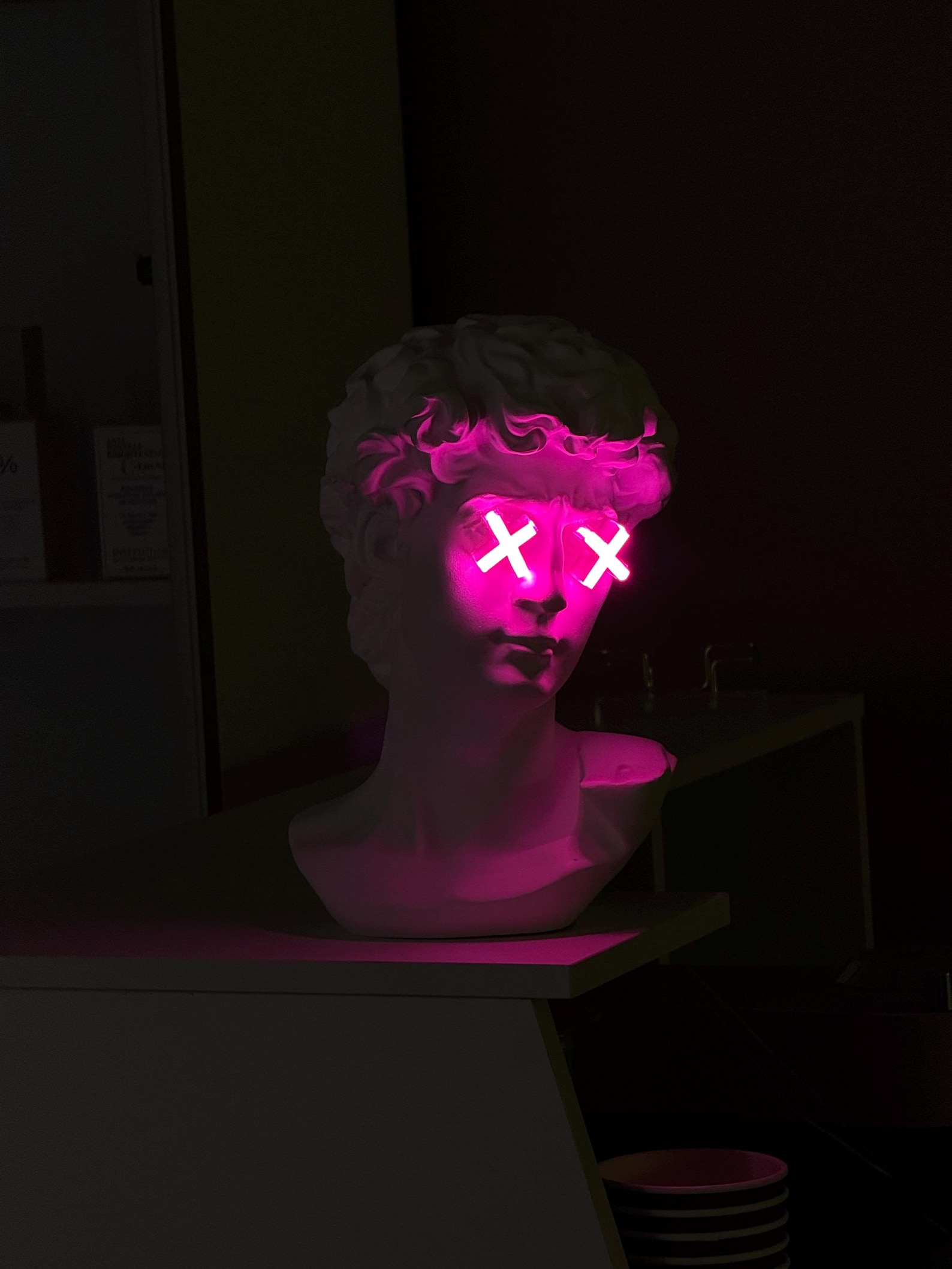 Michelangelo David Bust Lamp: Pink LED Neon Art Decor - Etsy