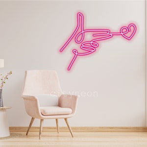 Heart's Hand Neon Sign Neon Finger Heart Love Neon - Etsy