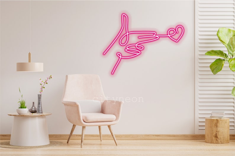 Heart's Hand Neon Sign Neon Finger Heart Love Neon - Etsy