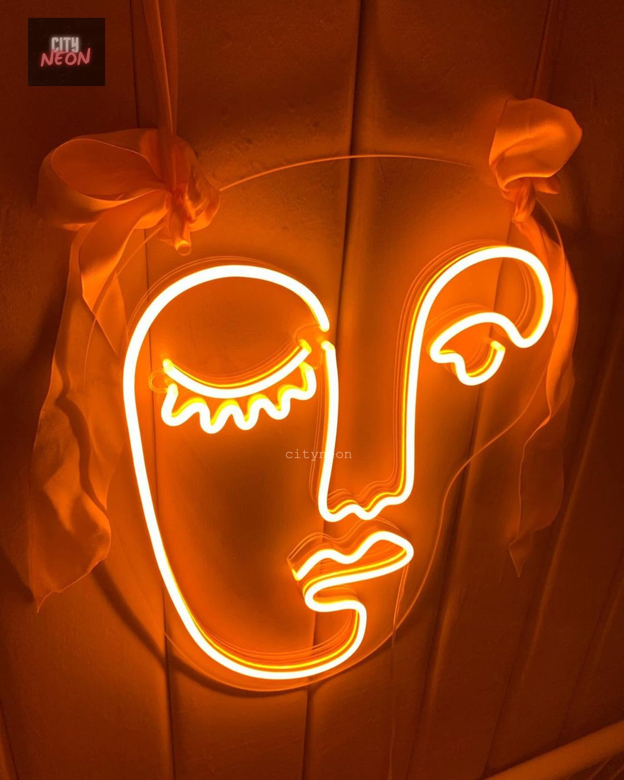 Abstract Face Neon Sign: Modern Bar Decor, Neon Art - Etsy