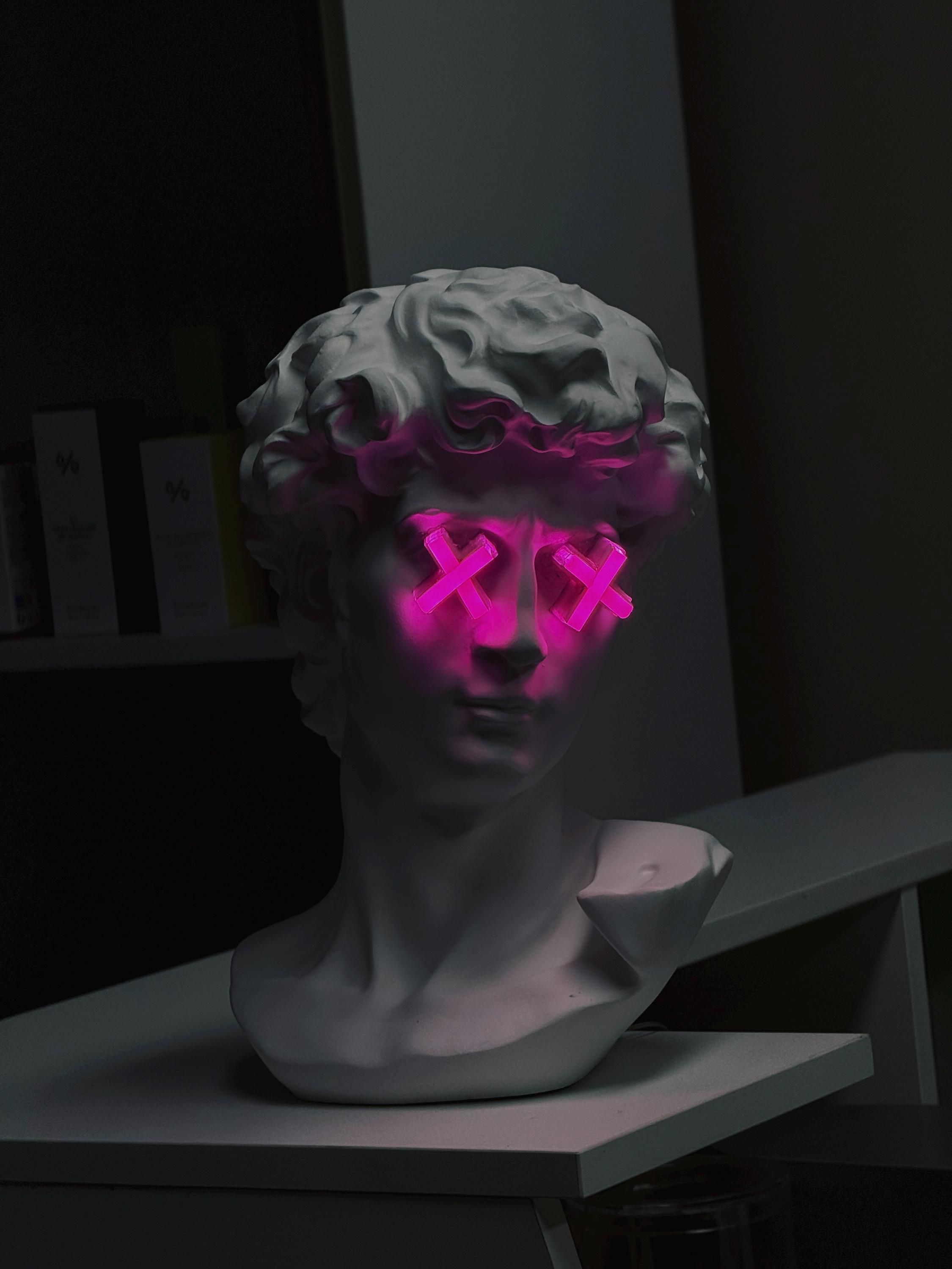 Michelangelo David Bust Lamp: Pink LED Neon Art Decor - Etsy