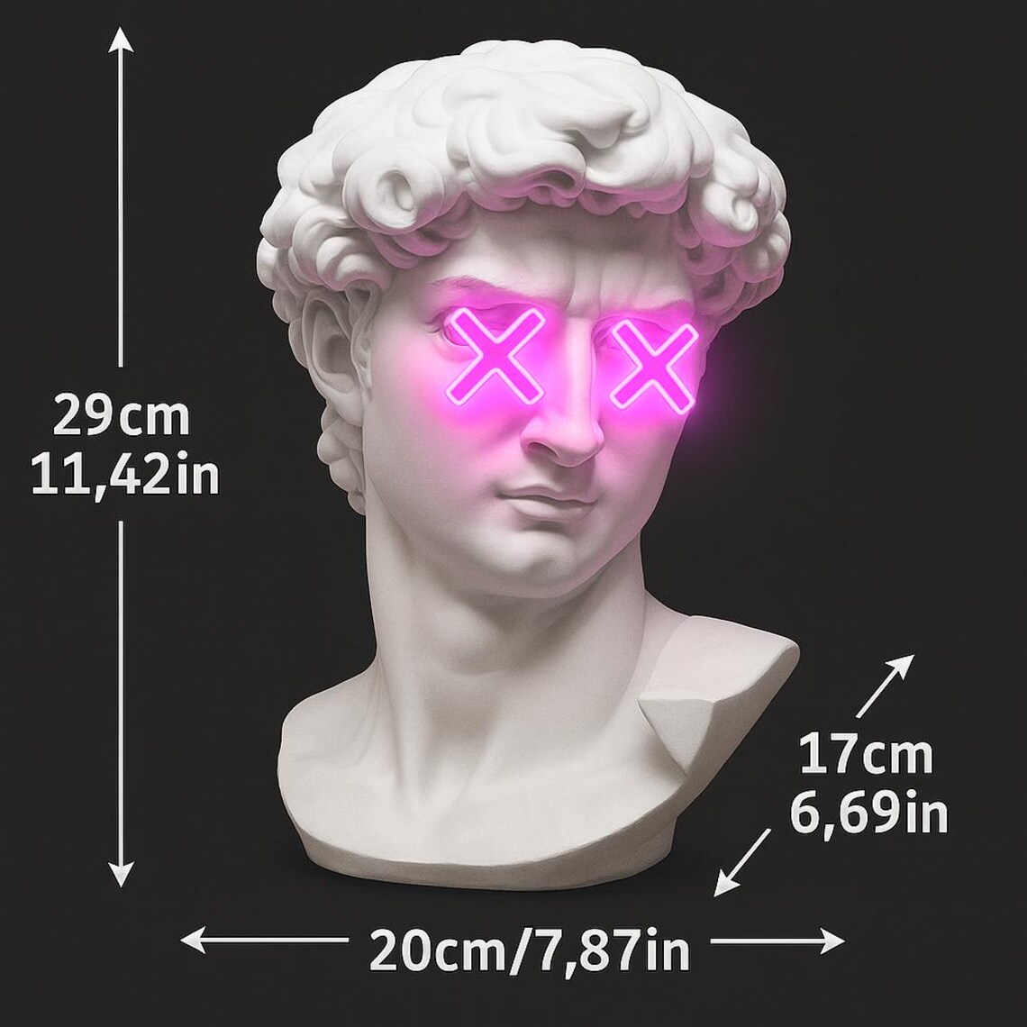Michelangelo David Bust Lamp: Pink LED Neon Art Decor - Etsy