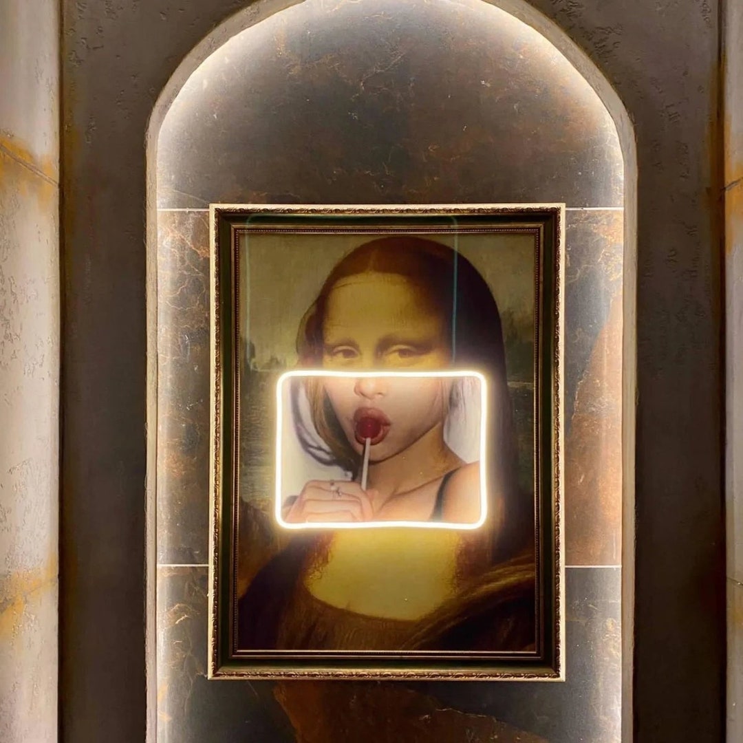 Mona Lisa Neon Sign Art: Modern Galaxy Canvas - Etsy