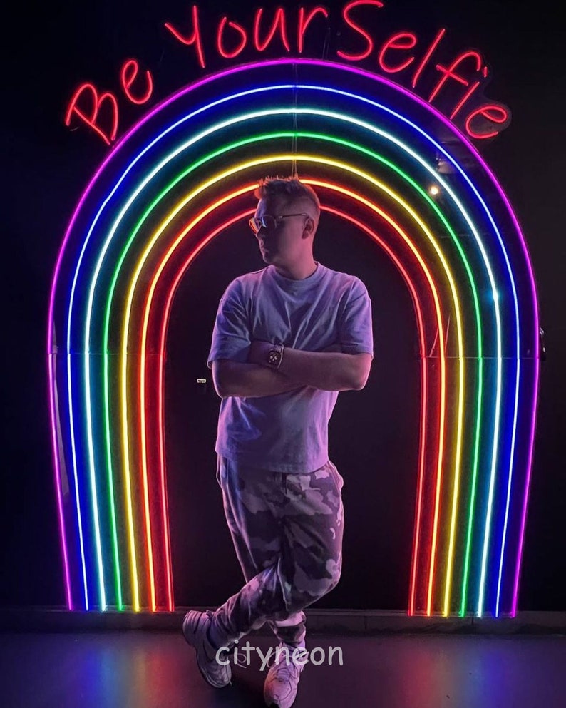 Rainbow Backdrop Neon Sign Custom Neon Sign Club Neon Sign - Etsy