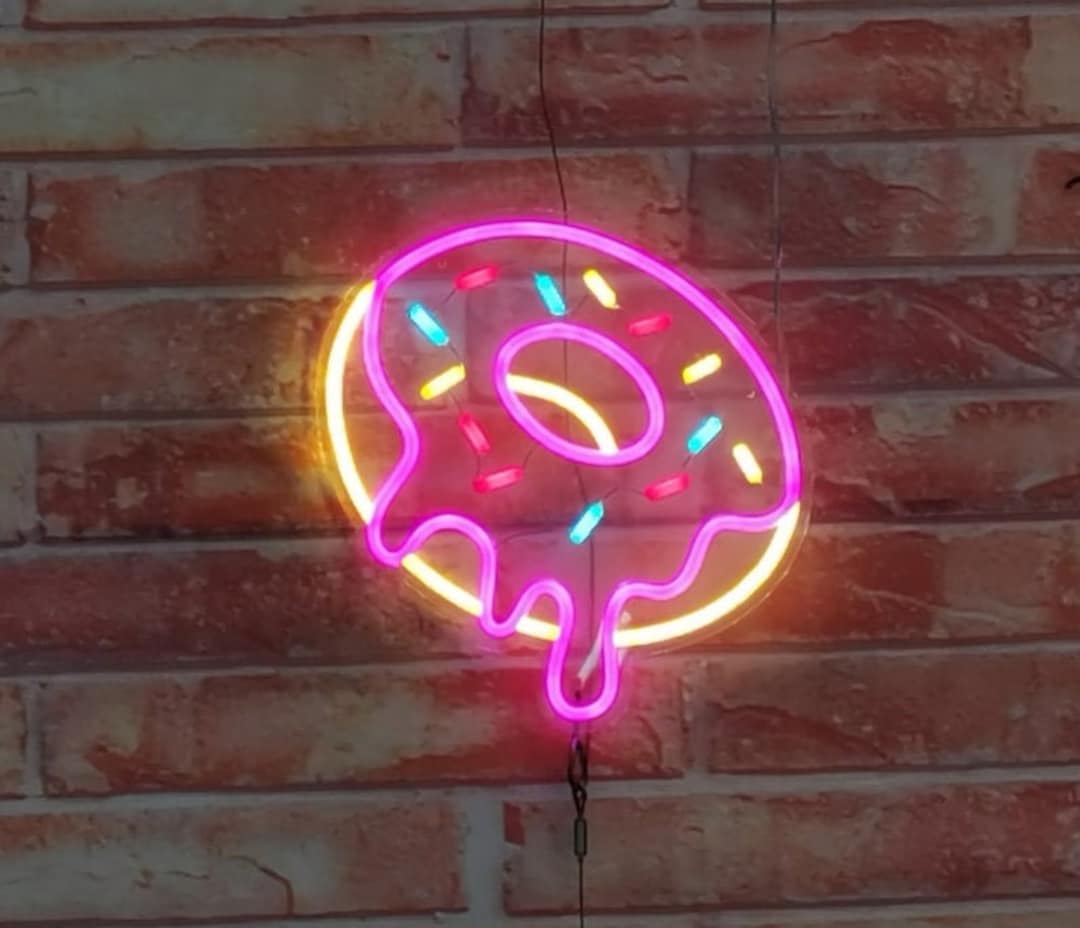 Custom Donut Neon Sign: Pink LED Dessert Shop Decor - Etsy