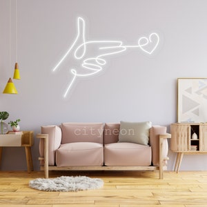 Heart's Hand Neon Sign Neon Finger Heart Love Neon - Etsy