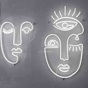 Abstract Face Neon Sign: Modern Bar Decor, Neon Art - Etsy
