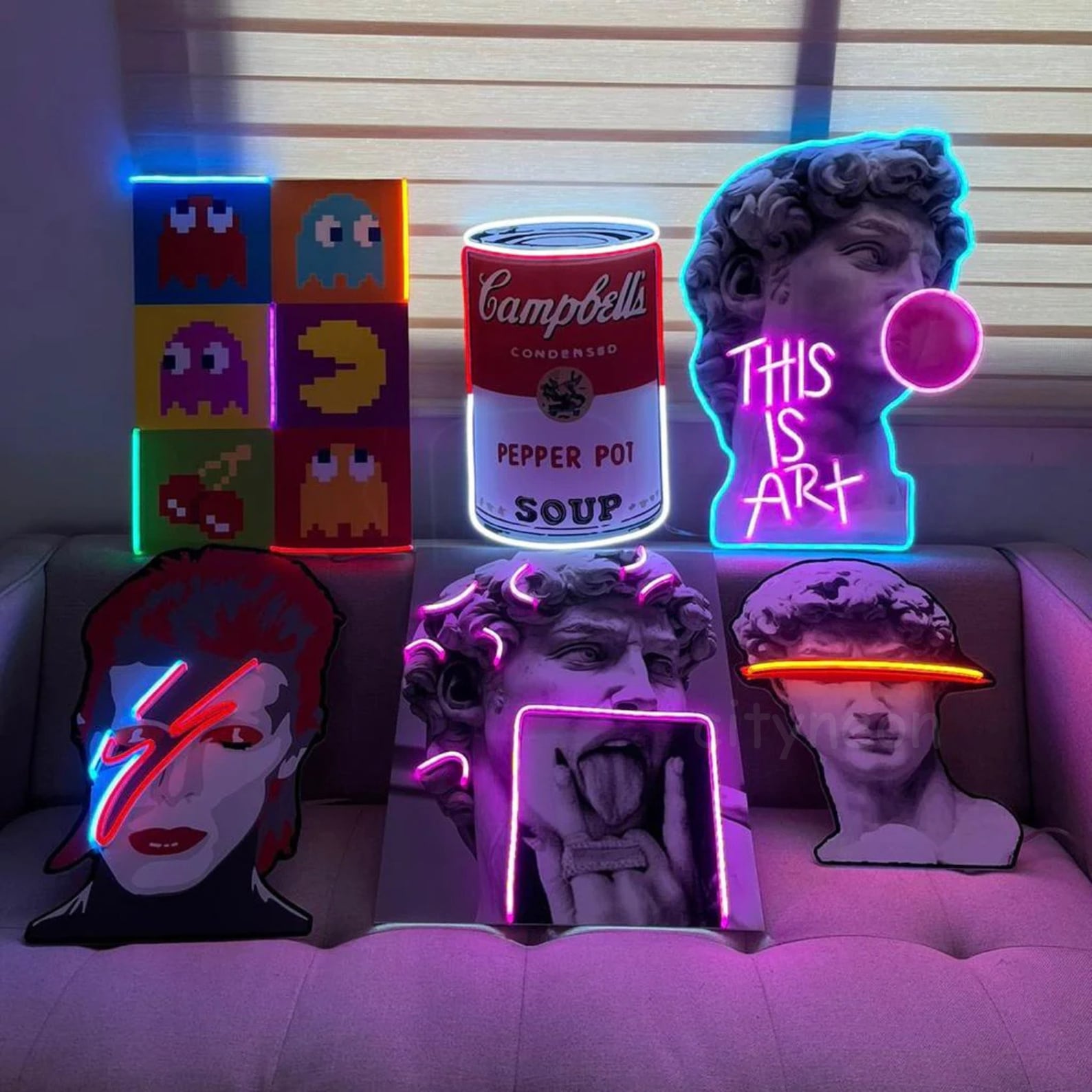 David Neon Sign: Contemporary Framed Wall Art - Etsy