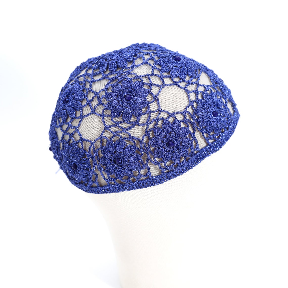 Crochet Glittery Rope Mesh Hat, All Color Skull Cap, Netted Mesh Beanie ...