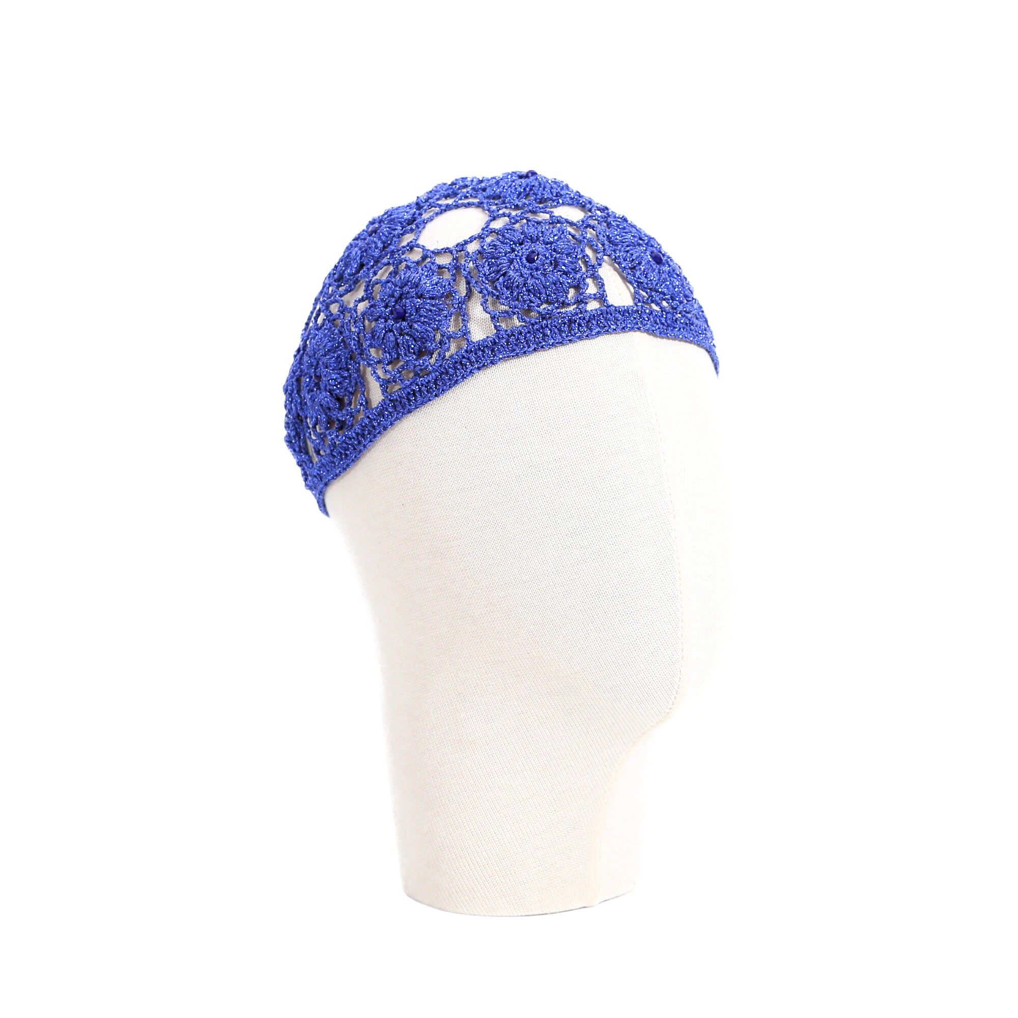 Crochet Glittery Mesh Skull Cap, Handmade Beanie - Etsy