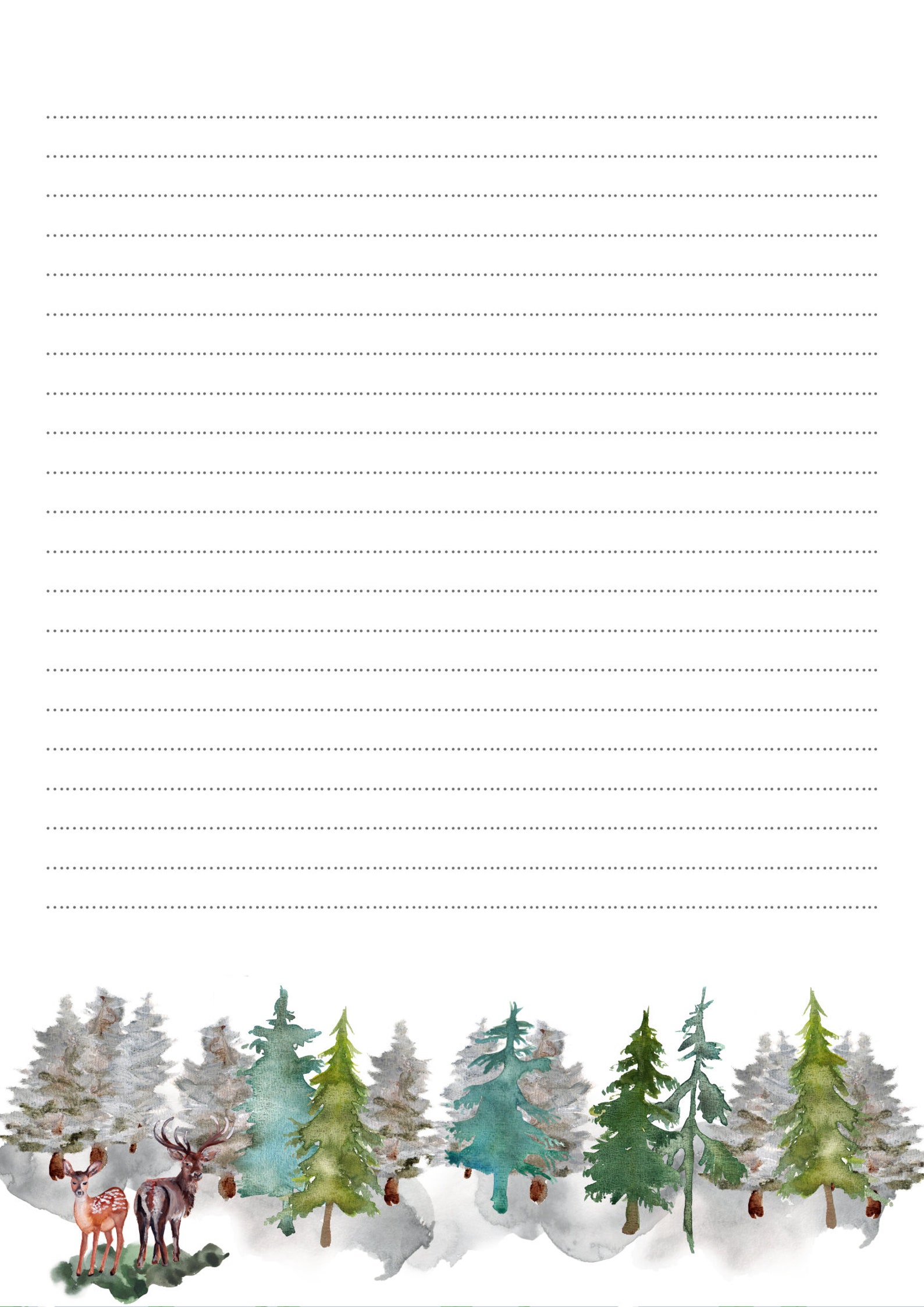 Forest printable stationery A5 A4 letter paper | Etsy