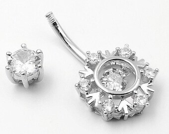 Snowflake Belly Button Ring - Etsy