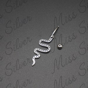 Snake Belly Button Rings/ Sterling Silver Belly Ring/ S925 Serpent ...
