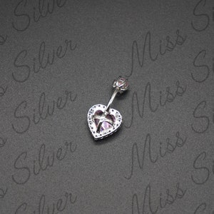 Heart Shape Belly Button Rings Heart/ S925 Love Belly Ring/ 14G ...