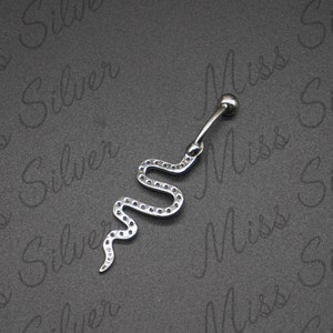 Snake Belly Button Rings/ Sterling Silver Belly Ring/ S925 Serpent ...