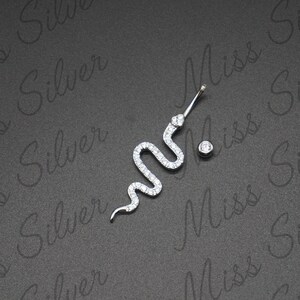 Snake Belly Button Rings/ Sterling Silver Belly Ring/ S925 Serpent ...