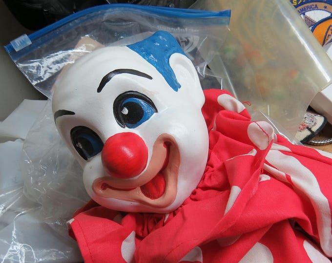 VINTAGE Large Neat Clown Doll 21" Tall Maker Marked K K , Numbered 16 ...