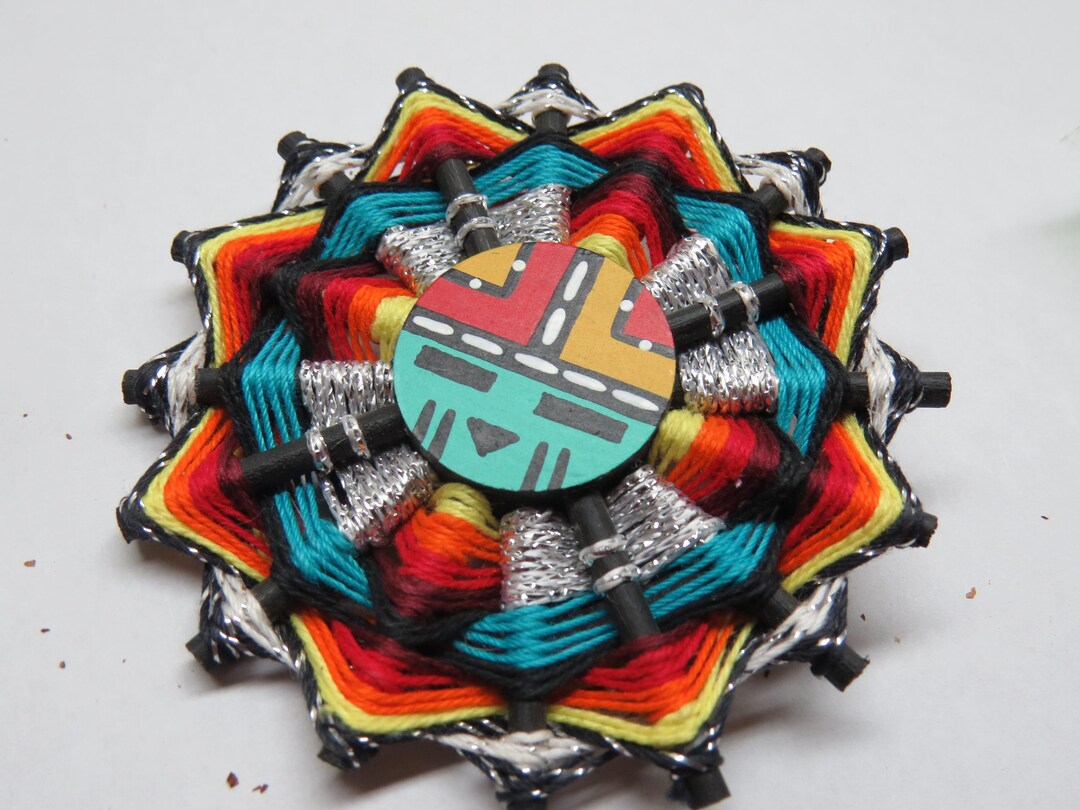 HOPI DAWA Sun Signed Sandra Hamana Hand Woven Katsina Brooch Pin RARE ...