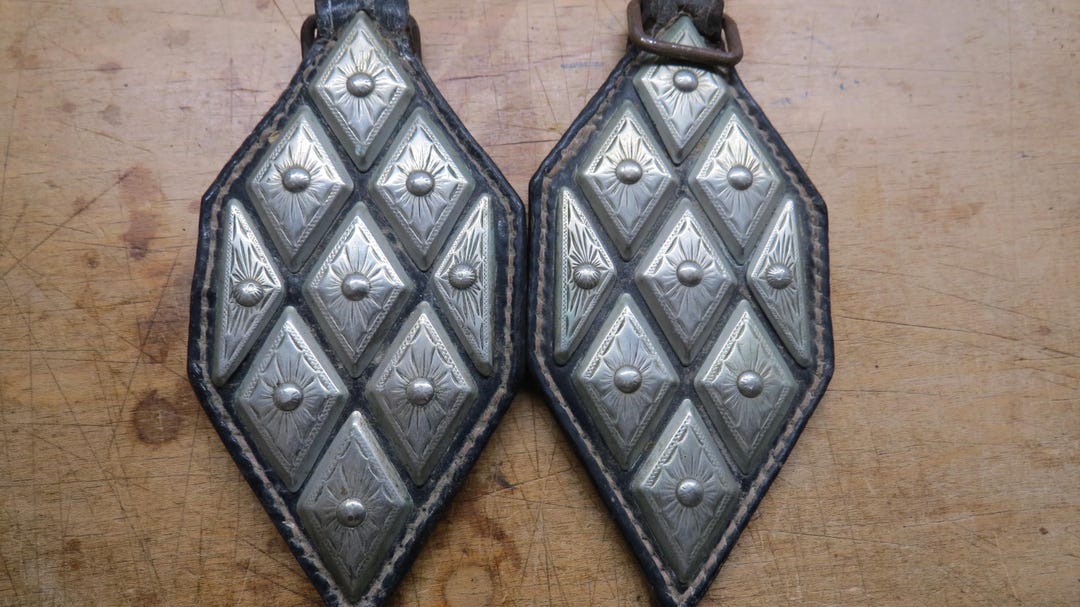VERY Old Horse Tack Looks Like Decorative Drop SET of 2 Leather AND ...