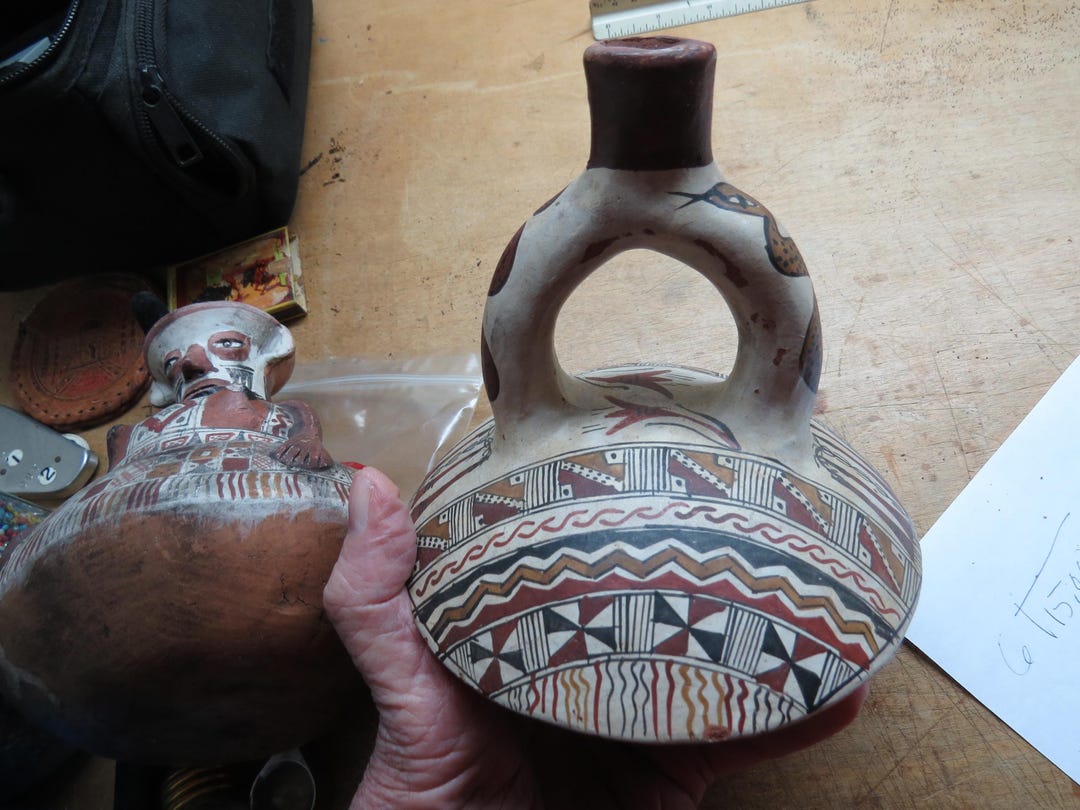 Rare Pre-columbian STIRRUP POT HAND Painted Very Well Made - Etsy