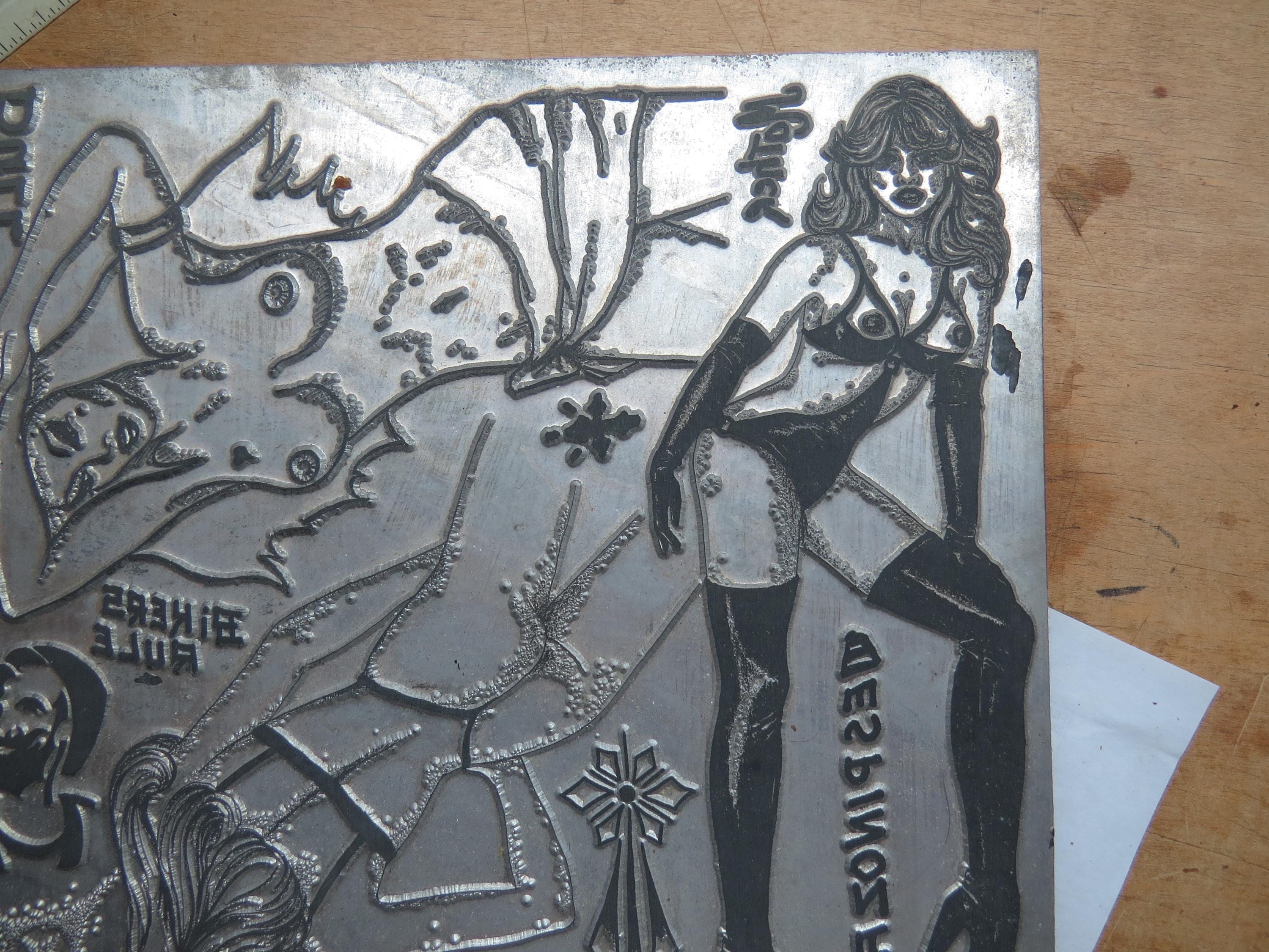 RARE Old School 1960s ALUMINUM Tattoo Mold , Tattoo Stencil Plate BIKER ...