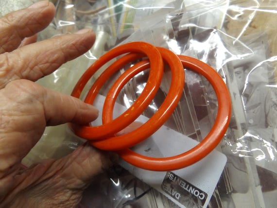Vintage Bakelite Bangle LOT OF 7 MIX Colors nice lot - Gem