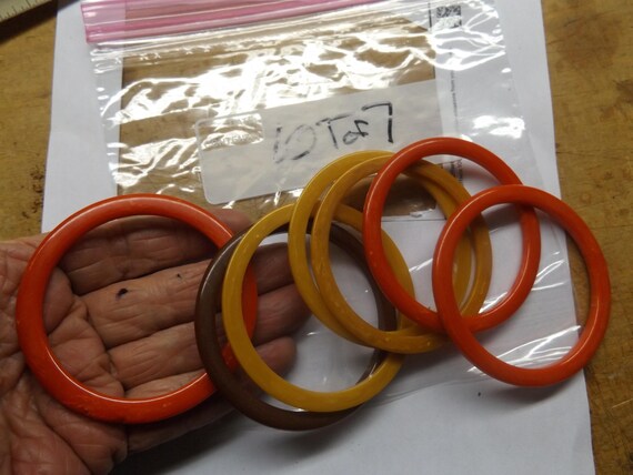 Vintage Bakelite Bangle LOT OF 7 MIX Colors nice lot - Gem