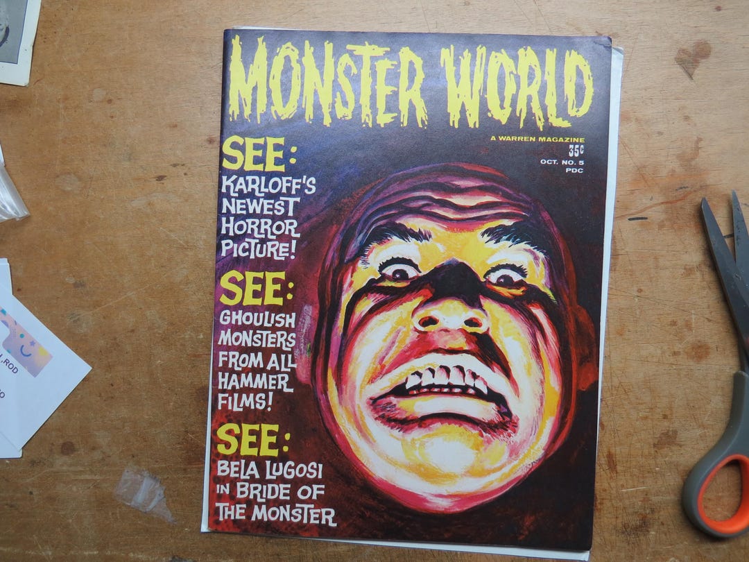 MONSTER WORLD Magazine 5 Bride of the Monster Boris Karloff Lugosi 1965 ...