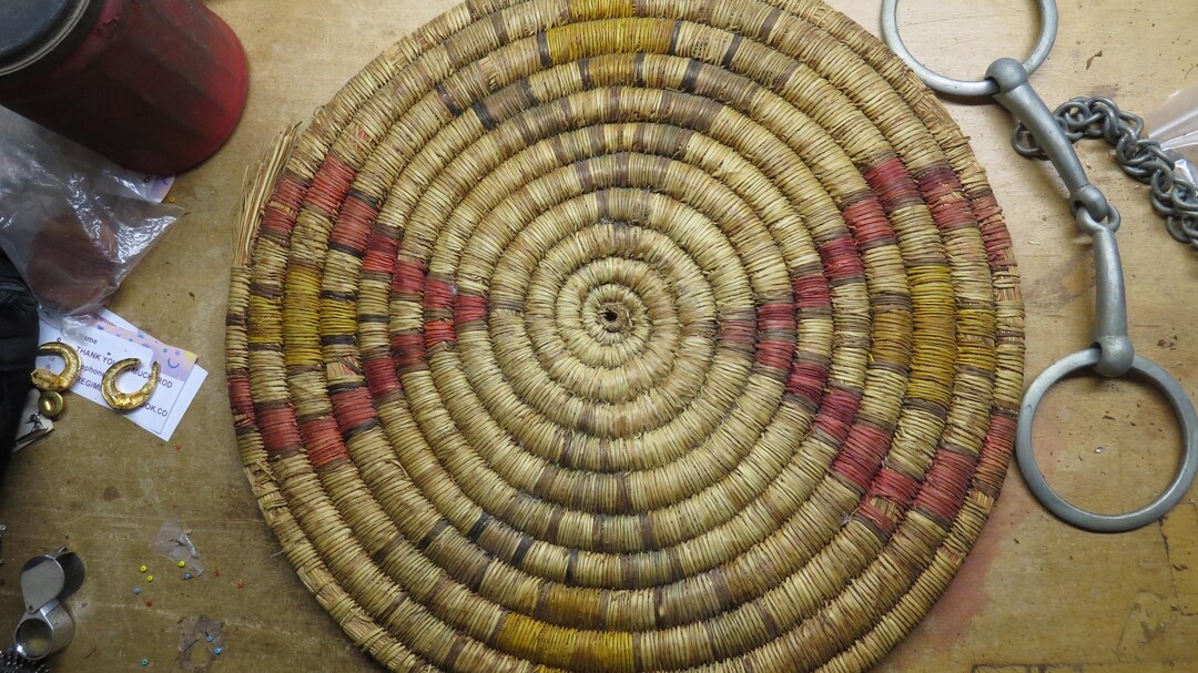 Very OLD Large Hopi / Navajo Coiled Basket Tray Made From YUCCA 16 ...
