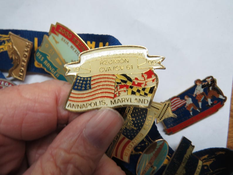 USS CVA Ranger 61 Aircraft Carrier Reunion With 18 PINS on It Avery ...