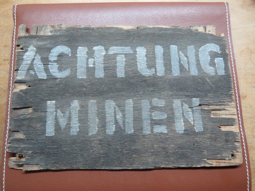 OLD GERMAN WW2 Wood Sign Danger Mine - Etsy