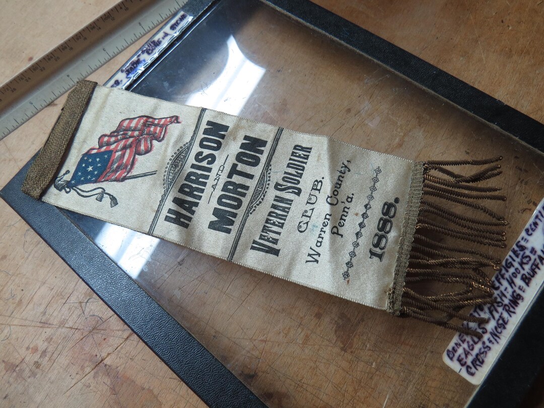Grand Army of the Republic GAR RIBBON Harrison and Morton Veteran ...