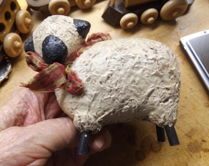 Paper Mache Sheep/ Lamb Looks Real OLD , Handmade ,VERY WELL Done From ...