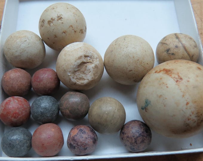 Old Clay Marbles With What Looks Like Game Stones Marbles Nice Lot OF ...