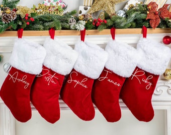 Red Velvet Christmas Stocking Personalised Christmas Stocking - Etsy