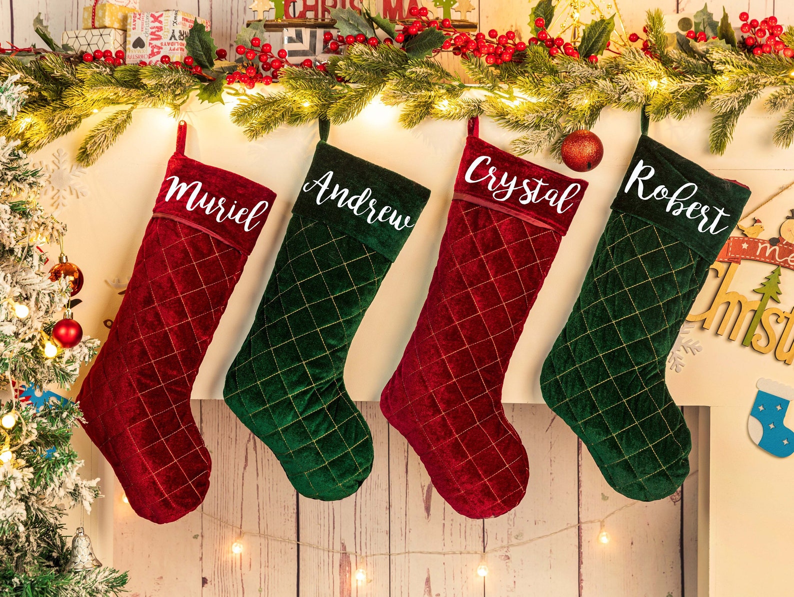 Personalized Velvet Stockingcustom Christmas - Etsy