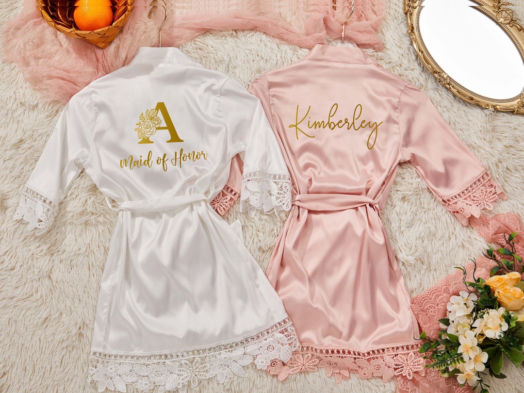 Personalized Silk Bridesmaid Robes Flower Girl Robe Bridal - Etsy