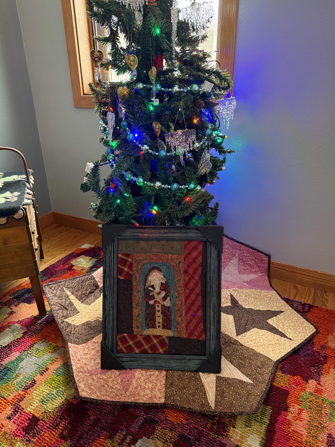 Handmade Needle Punch Santa Wall Art | Folk Art Christmas Decor ...
